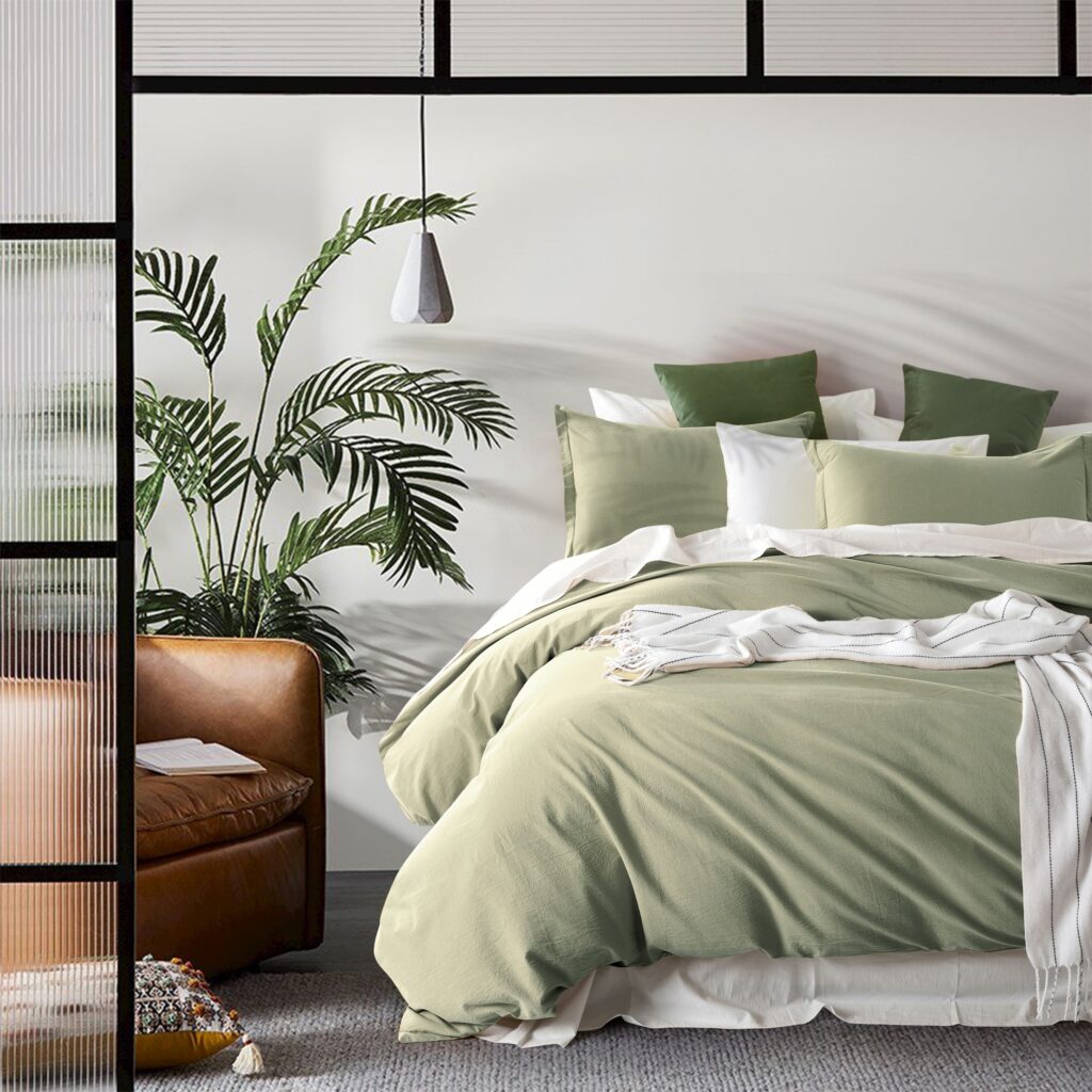 Stonewashed Cotton Casual Duvet Cover Set Relaxed Modern Style Bedding ...