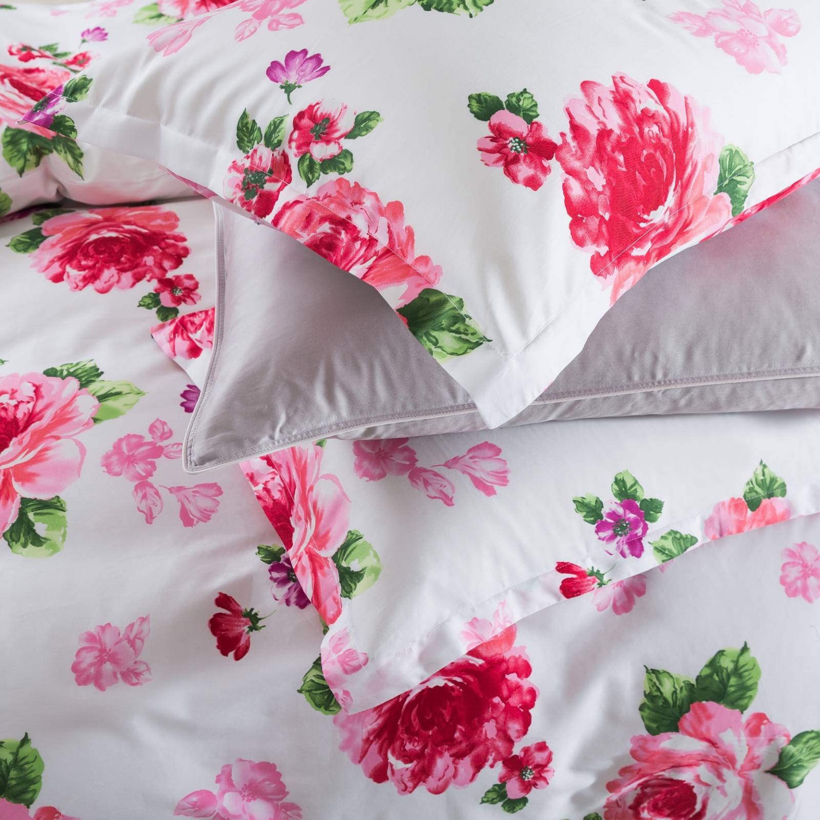 Romantic Chic Bed of Roses Floral Duvet Cover Large Rose Flowers Luxury ...